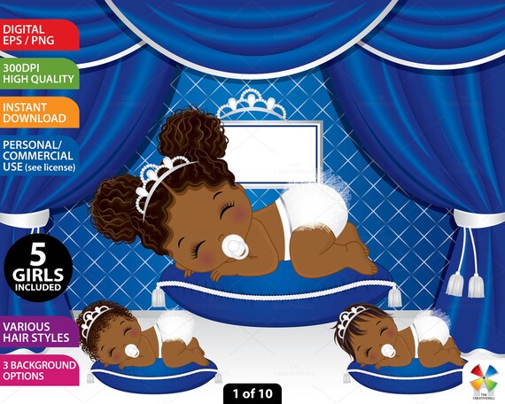 Baby Girl Clipart Newborn Royal Blue Baby Shower Little - Etsy