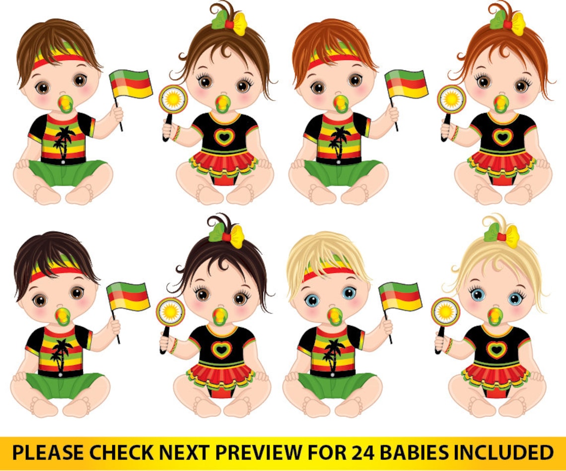 Reggae Baby Clipart Vector Cute Baby Clipart Rasta PNG Baby | Etsy