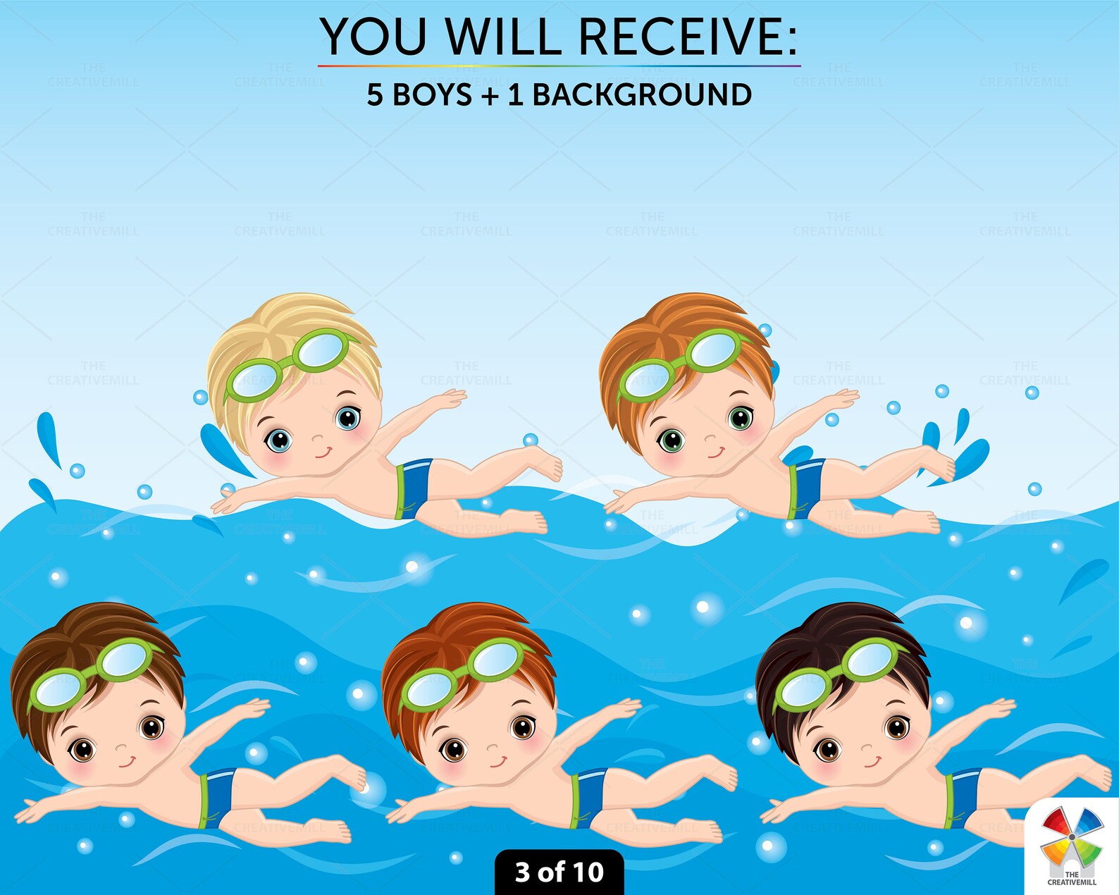 Swimming Boy Clipart Vector Swimmer Cute Little Boy Sport - Etsy