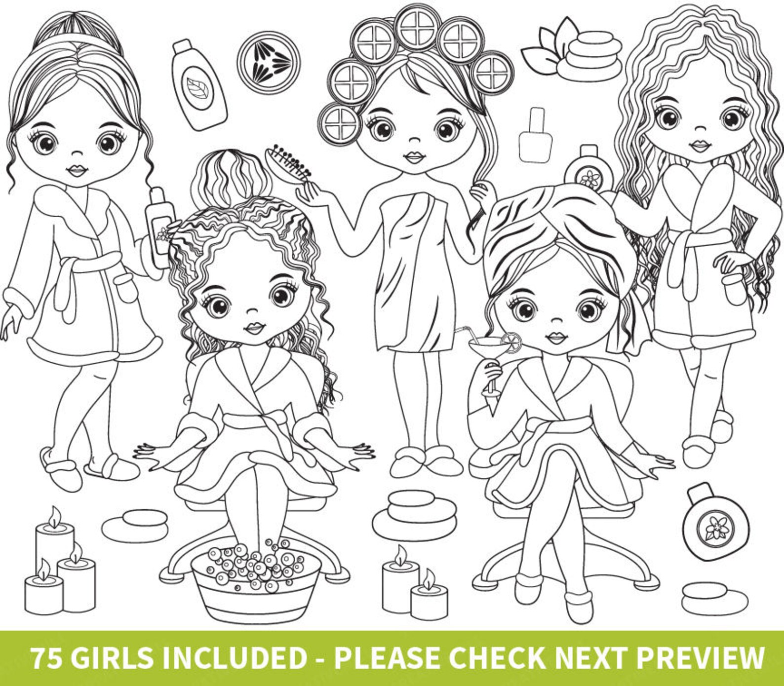 75 Spa Girls Clipart Vector Spa Girl Spa Party Clipart Spa | Etsy