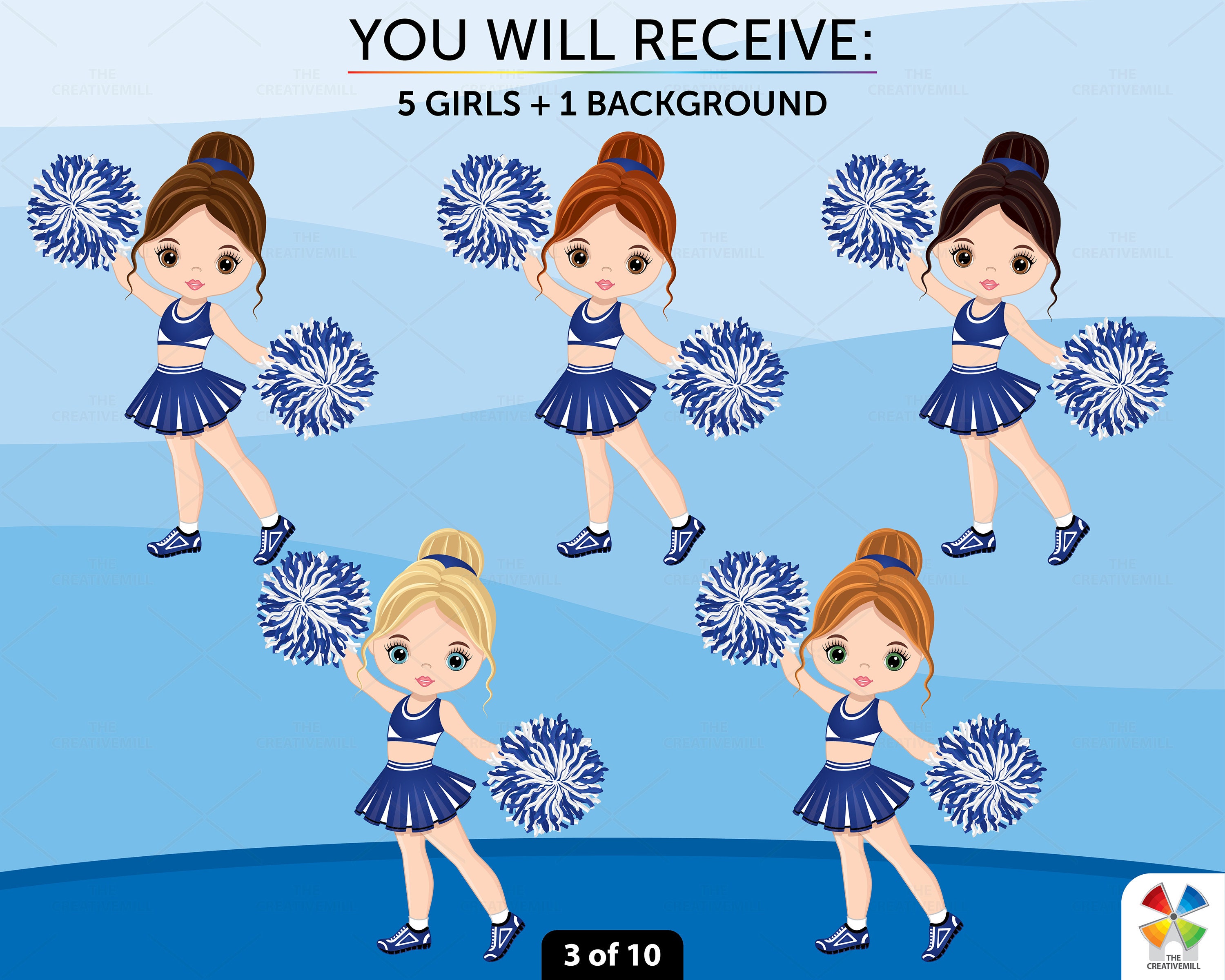 Royal Blue Cheerleader Clipart Vector Pom Pom Sport - Etsy UK