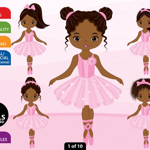 Ballerina Clipart Vector Ballerina Clipart African American - Etsy