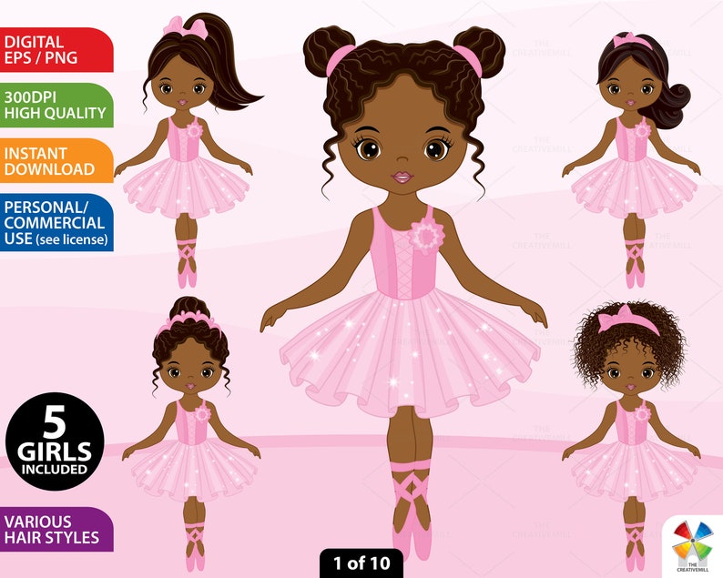 African American Ballerina Clipart Vector Ballerina Clipart - Etsy