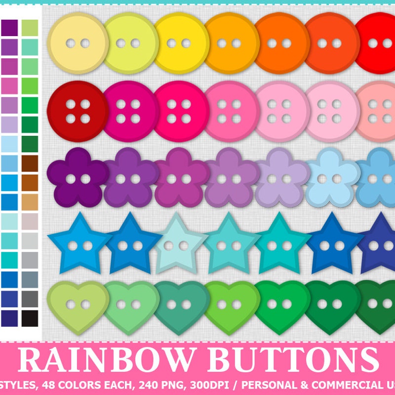 Buttons Clip Art - Etsy