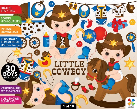 Cowboys Baby Clipart Vector Cowboys Clipart Baby Clipart - Etsy