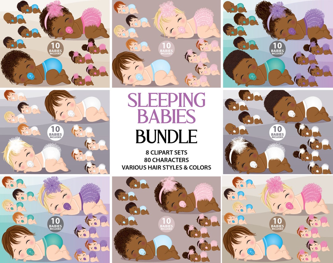 Baby Bundle Clipart, Vector Newborn, Black Baby Boy & Girl, African ...