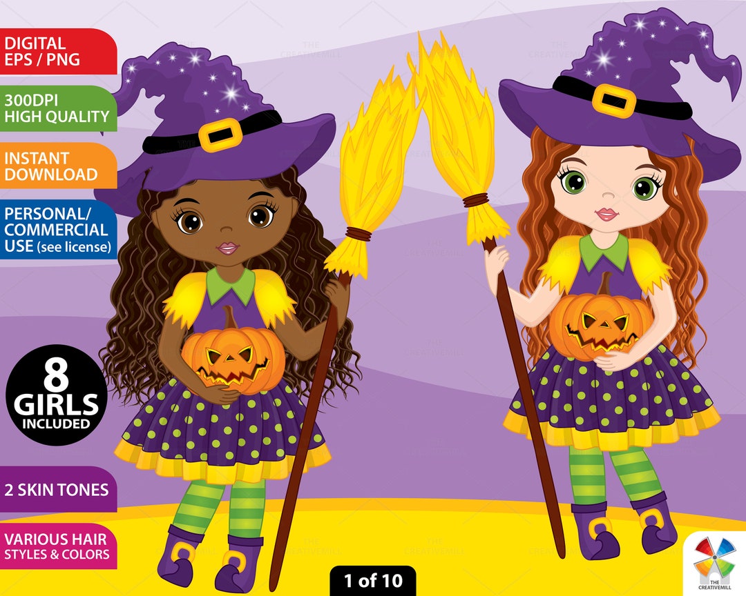Halloween Witch Clipart - Halloween Clipart, Witch Clipart, Vector ...