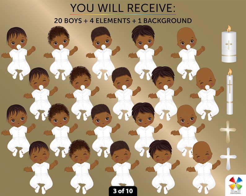 Baptism Baby Clipart Vector Newborn Christening African - Etsy