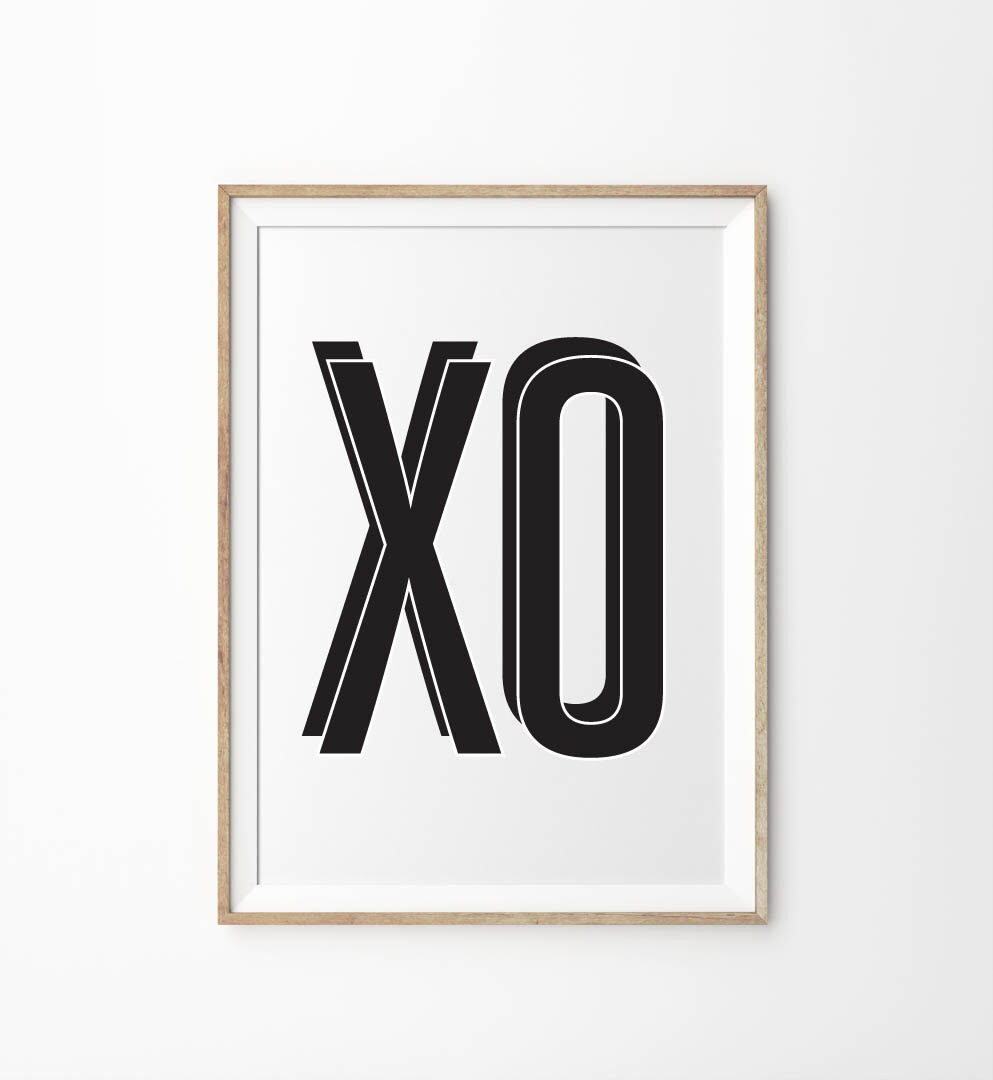 XO Printable Art | Black and White Instant Download Art File ...