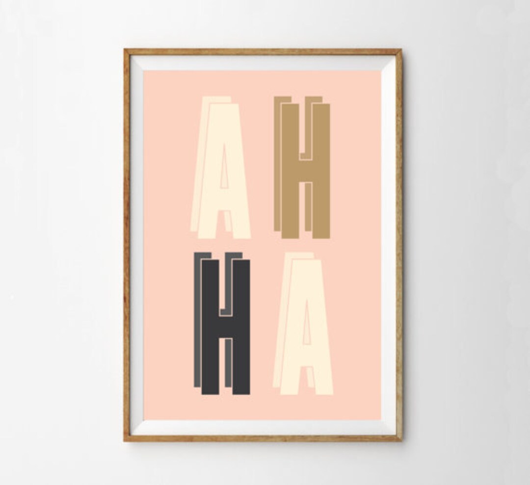 Typographical Wall Art Print Printable, Pink Midcentury Modern ...
