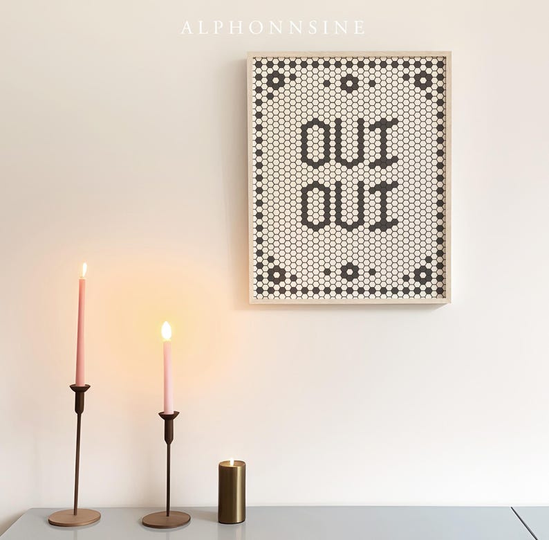 Oui Oui Print Printable, Bistro Tile Letter Wall Art, Mosaic Tile ...