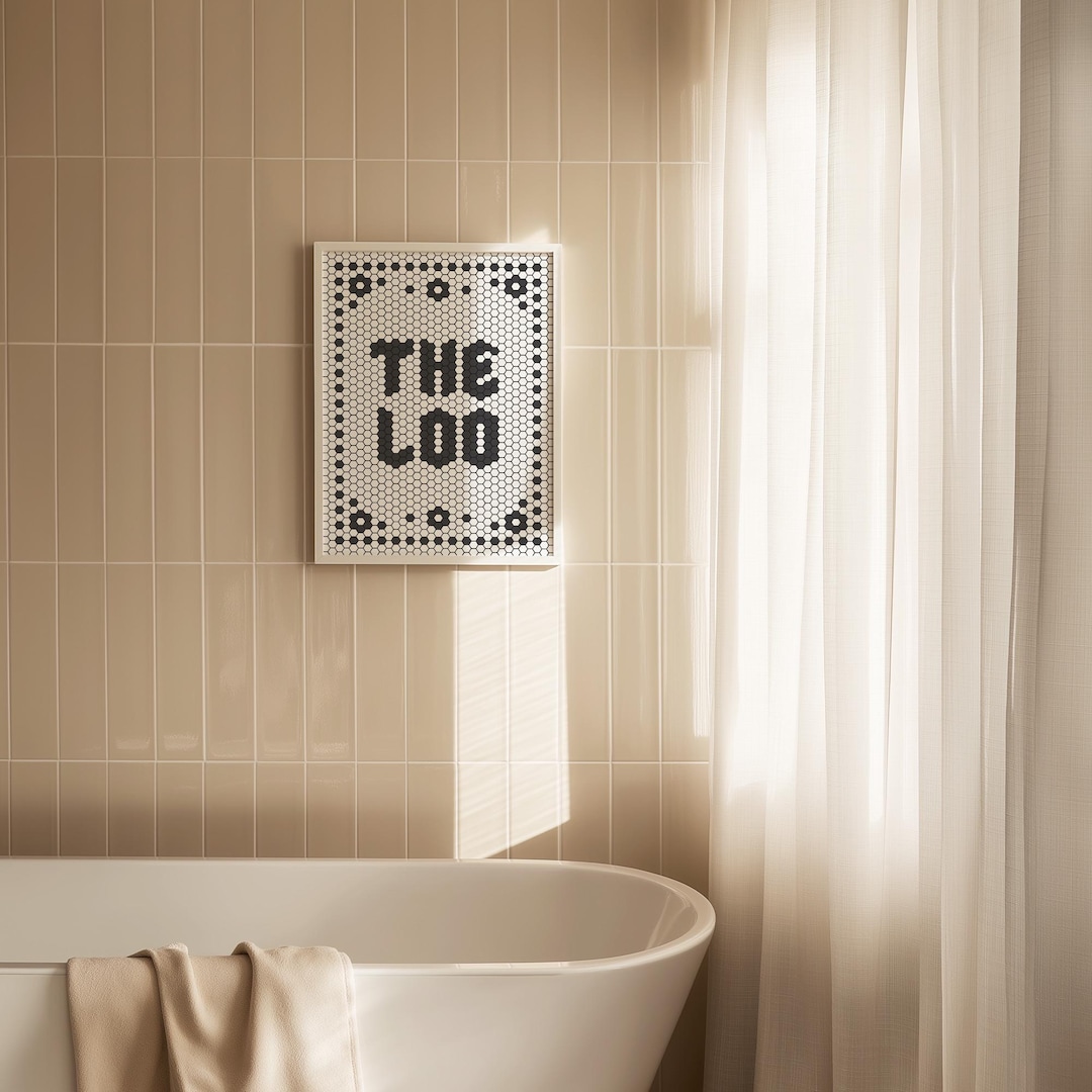 The Loo Funny Bathroom Poster Sign Printable, Tile Letter Wall Art ...