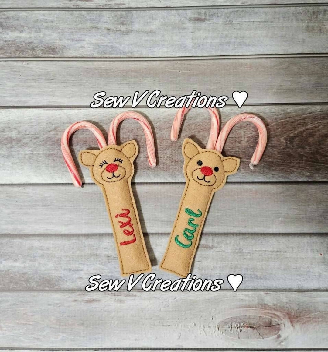 Reindeer Candy Cane Holders, Personalized Options, Great for Kids or ...