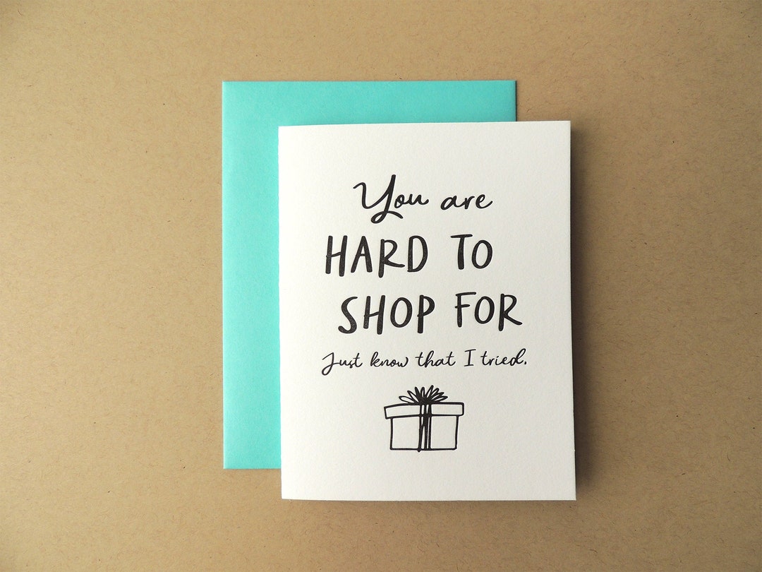 Hard to Shop for Letterpress Card, Holiday Birthday Gift Present ...