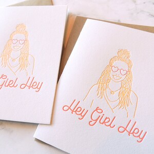 Hey Girl Hey Letterpress Card, Neon Woman Girl Friend Sassy Fun ...