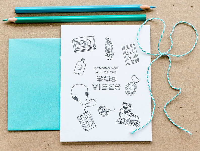 90s Vibes Letterpress Card, 1990s Nostalgia Friends Everyday Funny ...