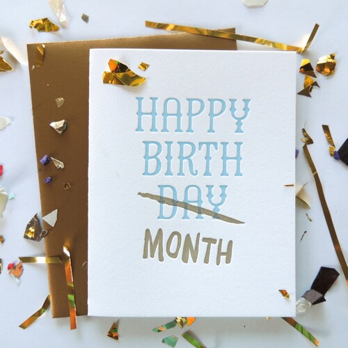 Birthday Month Letterpress Card Happy Birthday Party Friends - Etsy