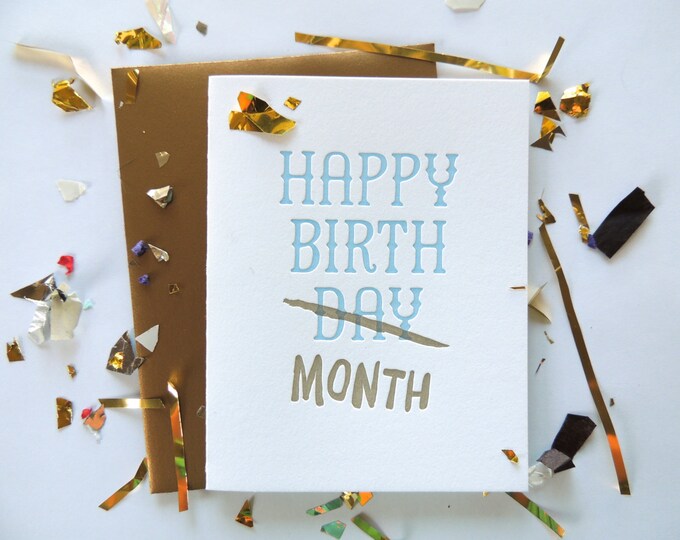 Birthday Month Letterpress Card Happy Birthday Party Friends - Etsy
