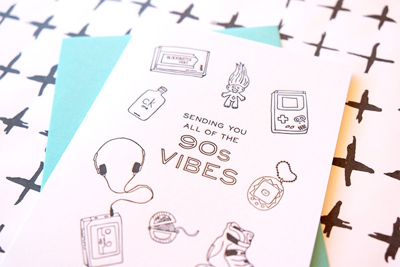 90s Vibes Letterpress Card, 1990s Nostalgia Friends Everyday Funny ...