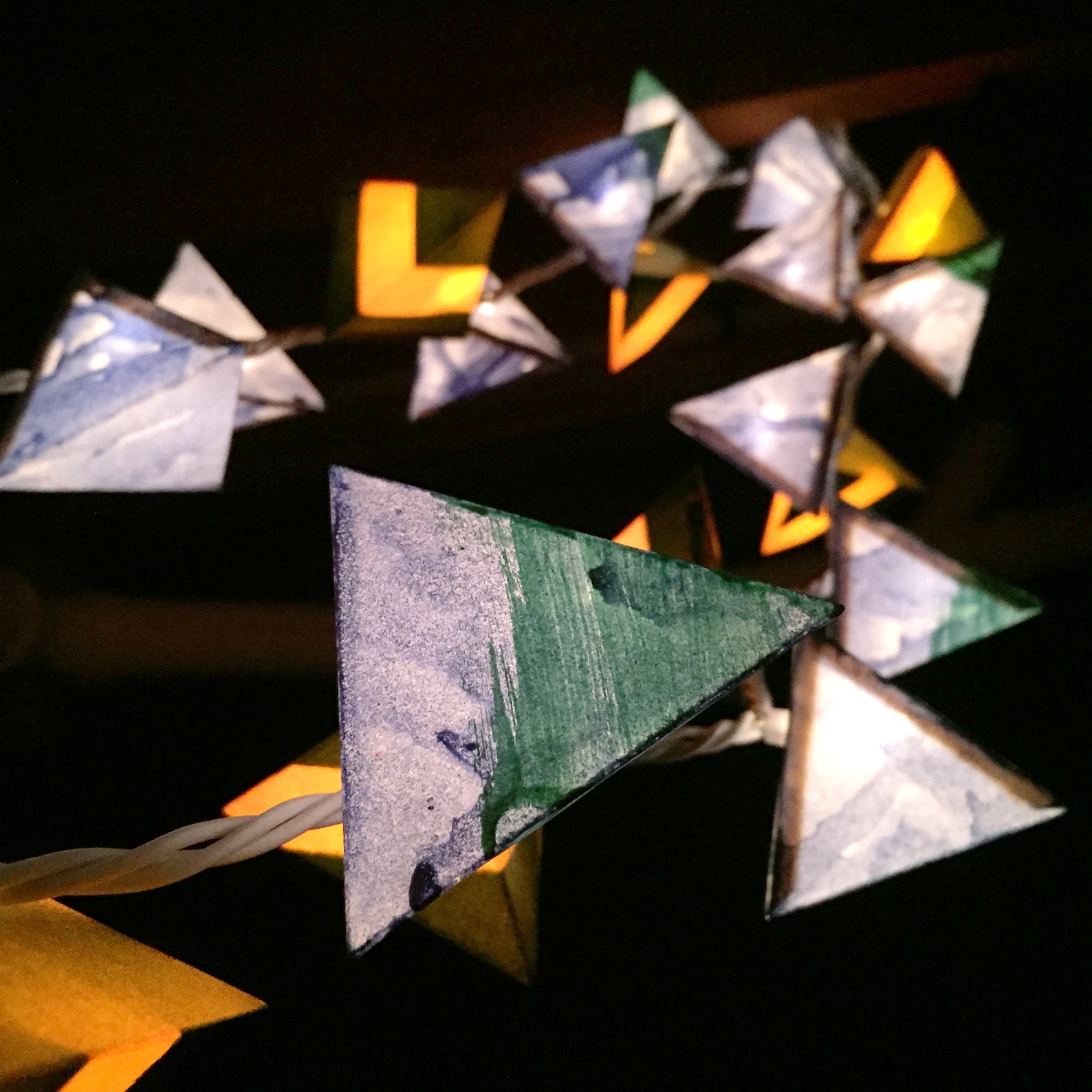 Light Garland Paper Pyramid Lanterns - CHEERY HUNTER - Handpainted ...