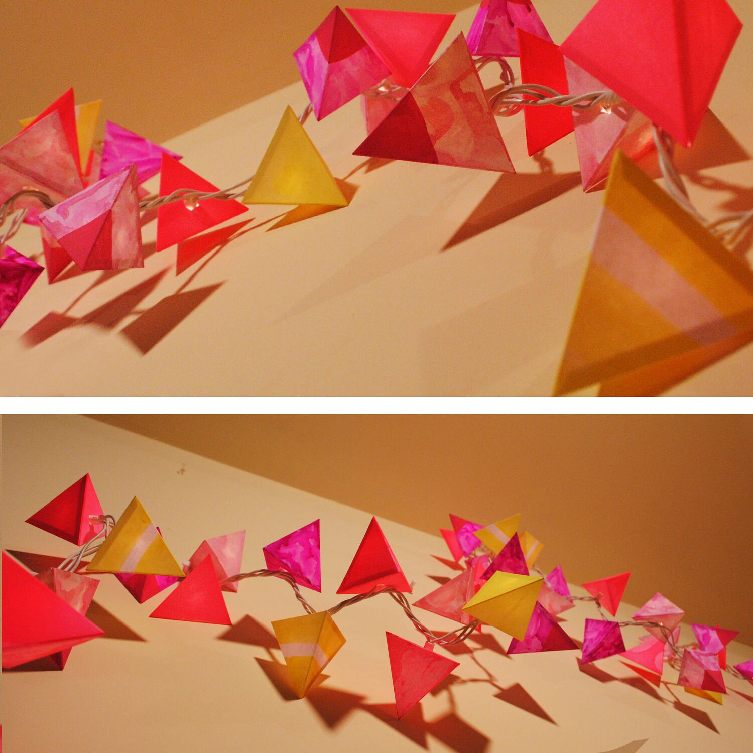 Paper Pyramid Lanterns - PRINCESS PEACH - Handmade Paper Lights in Neon ...