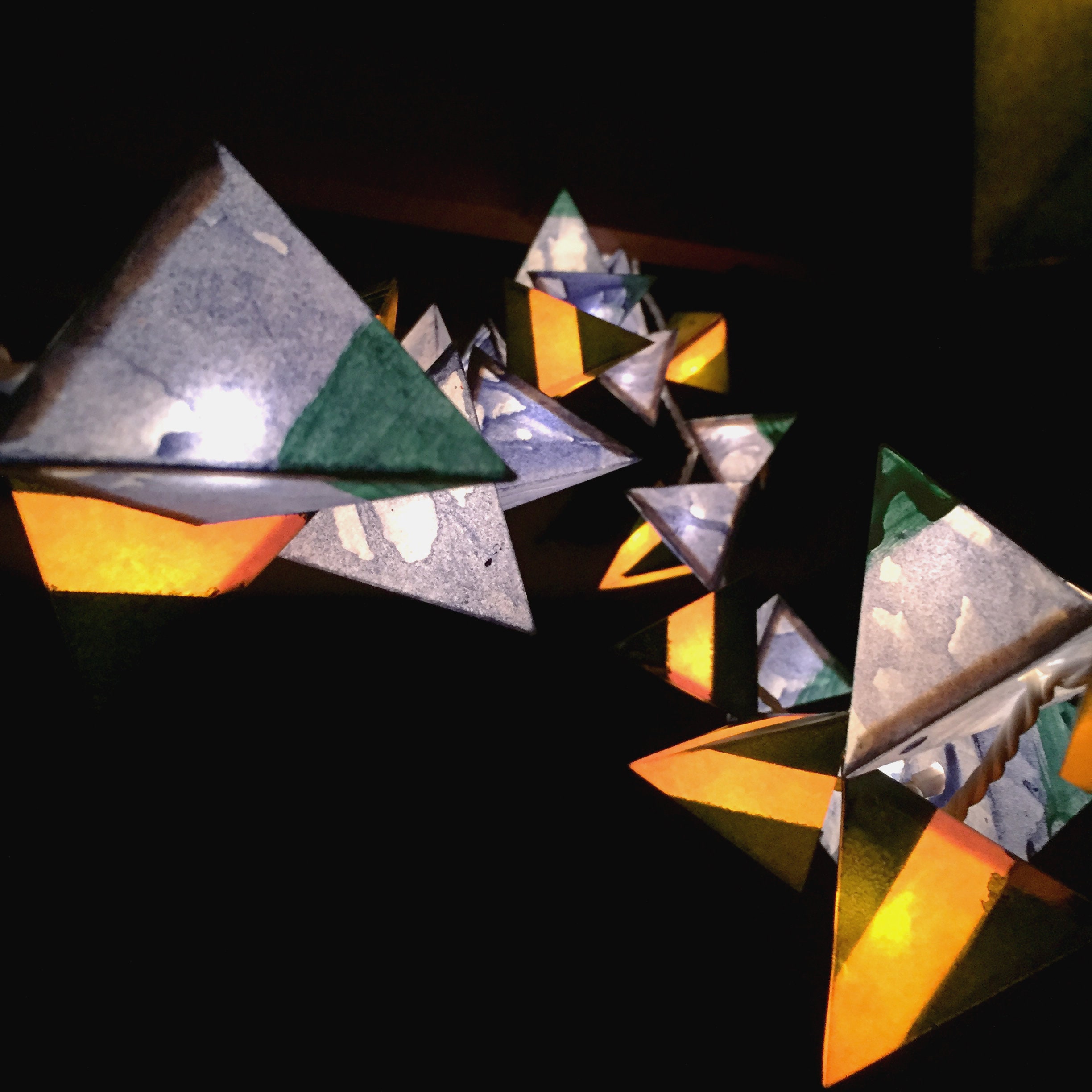 Light Garland Paper Pyramid Lanterns - CHEERY HUNTER - Handpainted ...