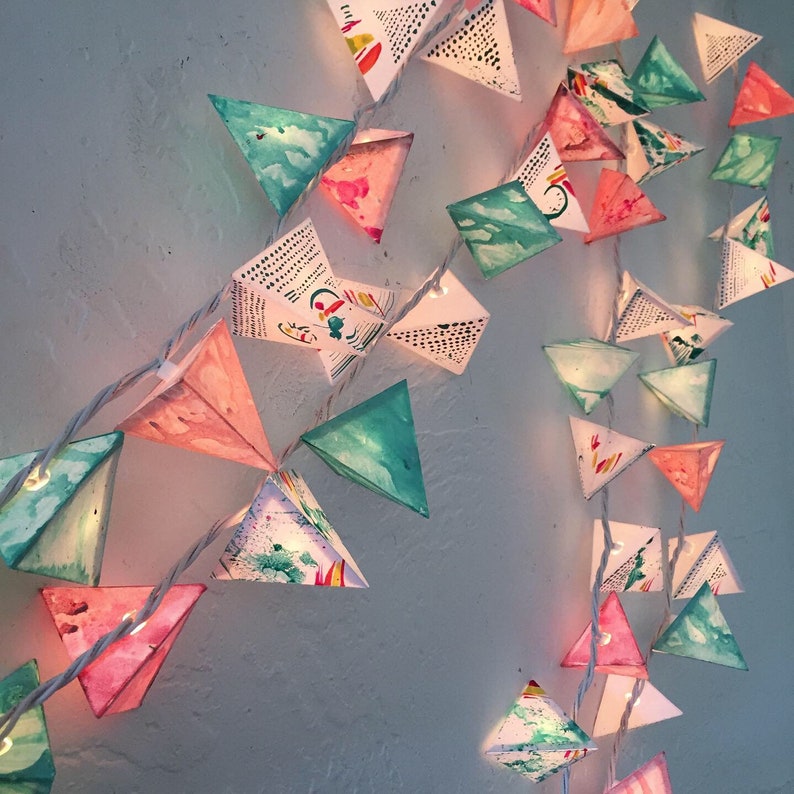 Paper Lanterns - BOHO HOTHOUSE - Geometric Garland Lanterns Sea Green ...