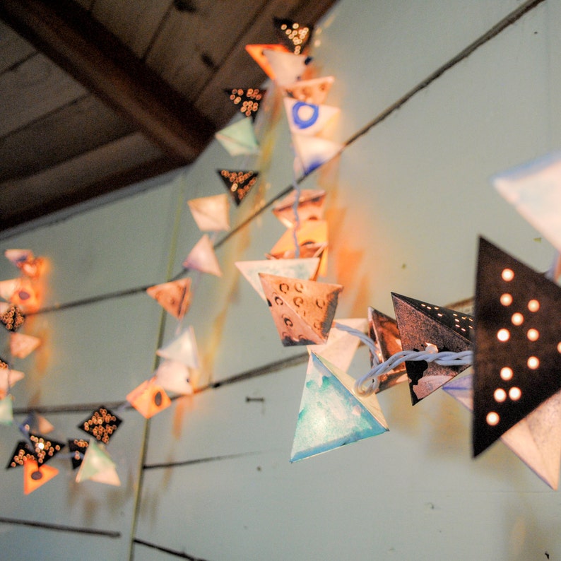 Origami Paper Light Garland MOON Handmade Lanterns Solar | Etsy