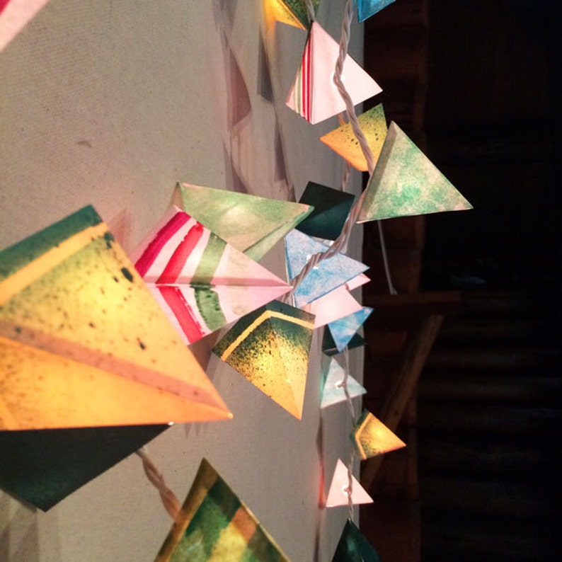 Paper Pyramid Light Garland - RADIOACTIVITY - Handmade Paper Lanterns ...