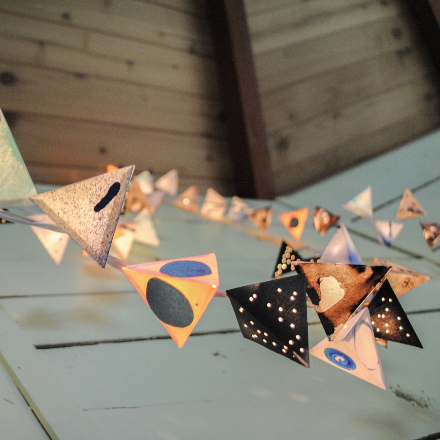Origami Paper Light Garland - MOON - Handmade Lanterns - Solar System ...