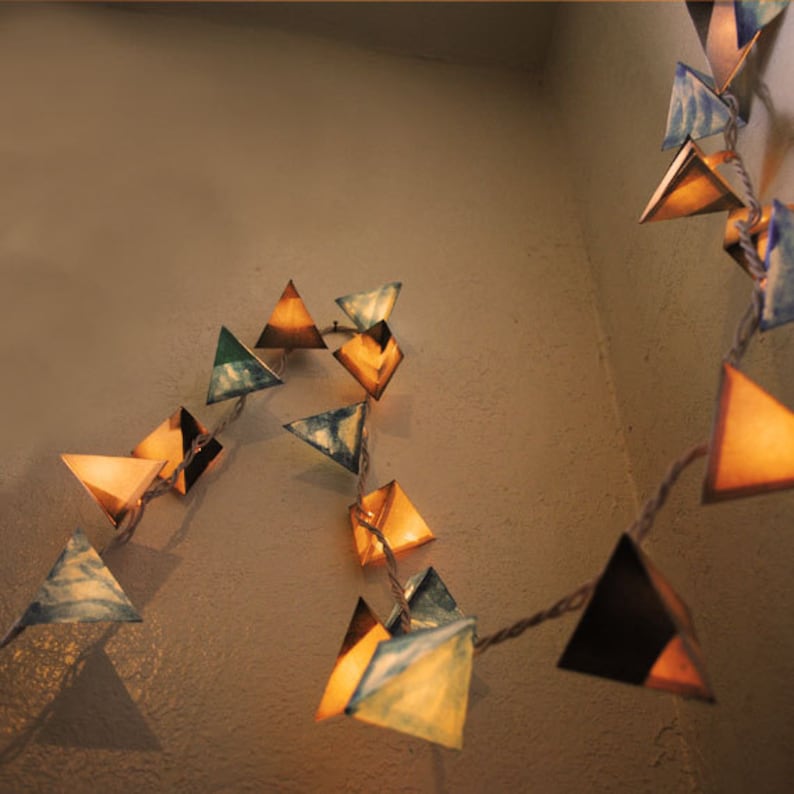 Light Garland Paper Pyramid Lanterns - CHEERY HUNTER - Handpainted ...