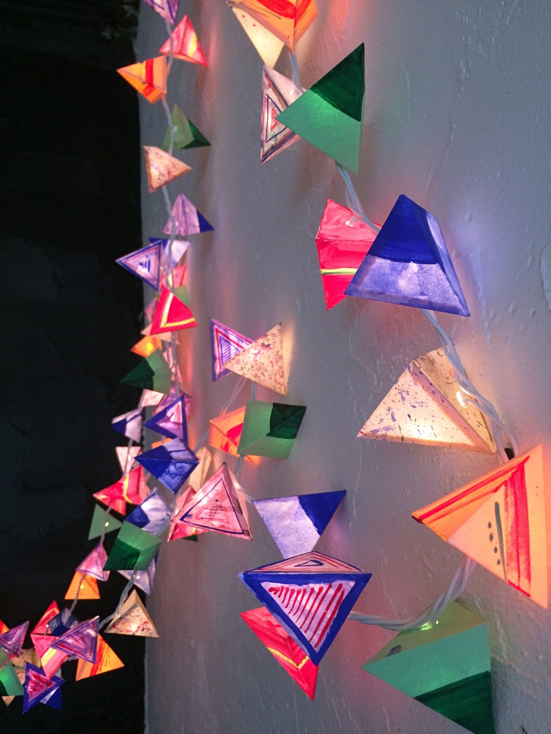 Neon Lantern Garland - BE HERE NOW - Handmade Psychedelic Fairy Lights ...