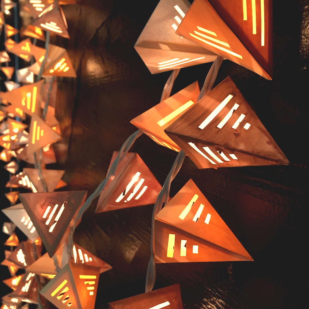 Geometric Paper Lanterns LINEAR DREAMS Handmade Garland Neutral Wedding ...