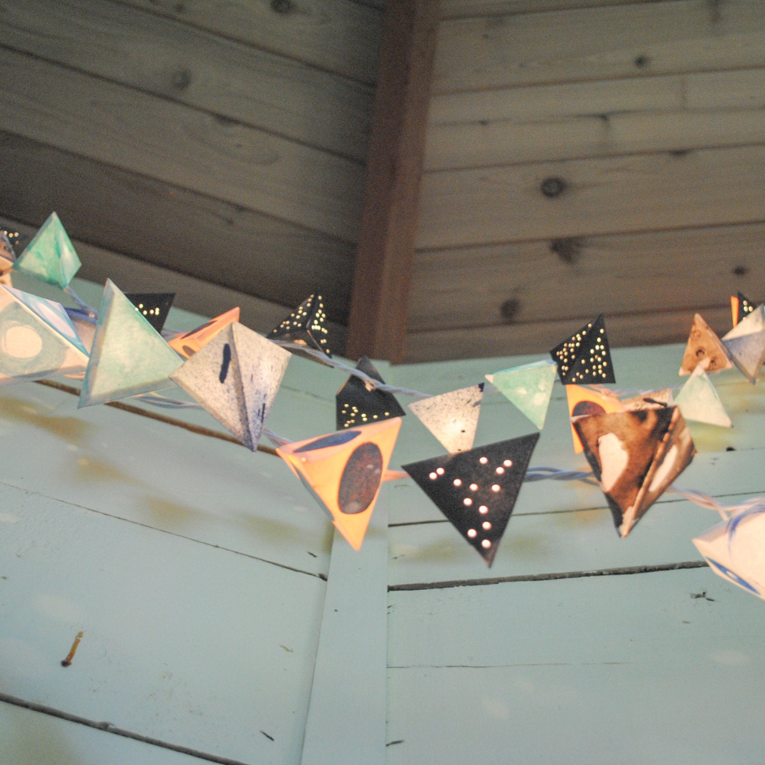Origami Paper Light Garland MOON Handmade Lanterns Solar | Etsy