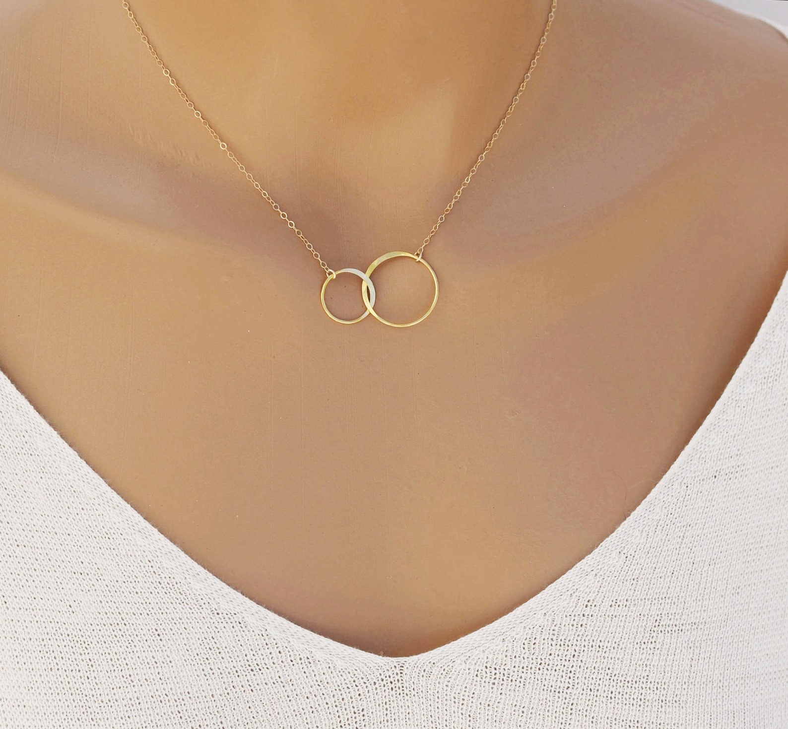 Eternity Circle Necklace Entwined Circles Friendship Gift | Etsy