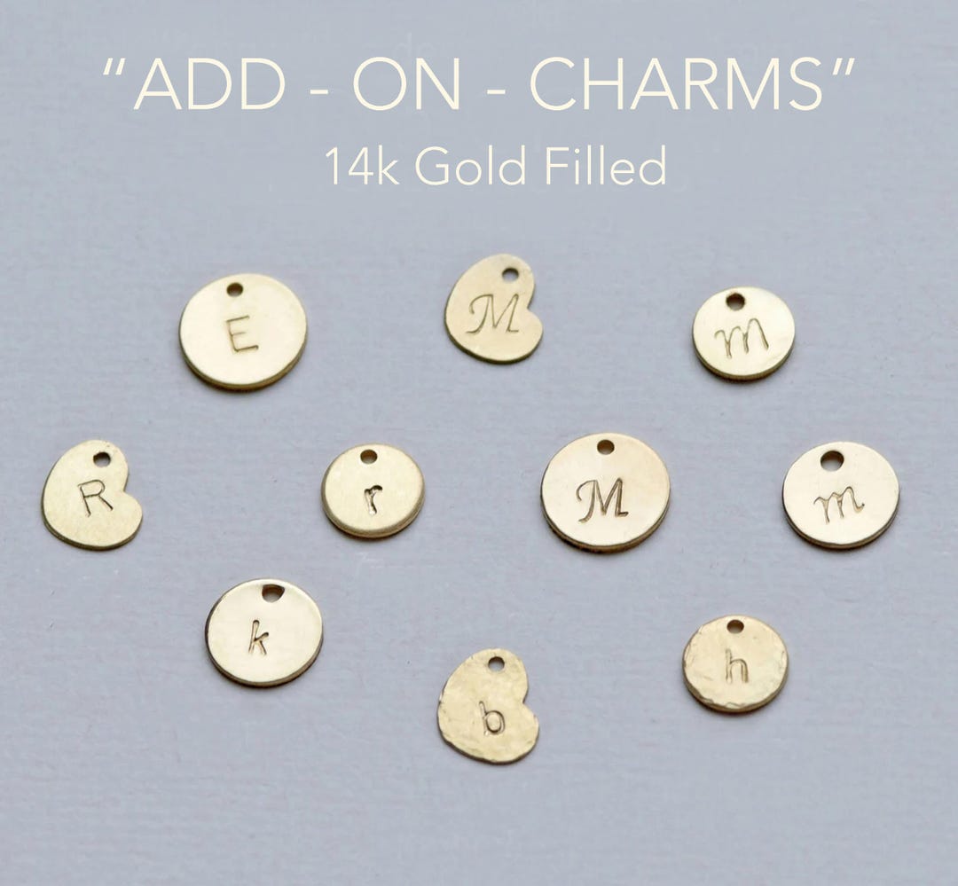 Add a 14k Gold Fill Round Initial Charm, Custom Disc, Add on Pendant ...