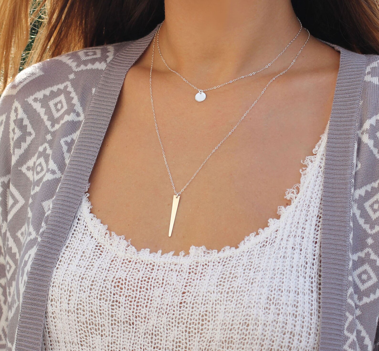 Edgy Spike Necklace, Arrow Necklace, Minimalist Silver Pendant Necklace ...