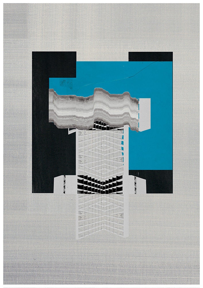 Abstract collage Geometric art print Abstract composition 55 | Etsy