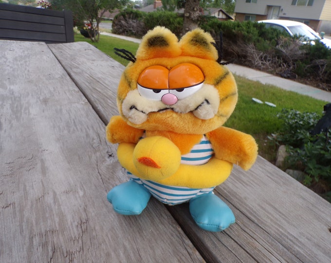 Garfield Swimmer W Float Duck Pool Ring Garfield Vintage Plush Garfield ...