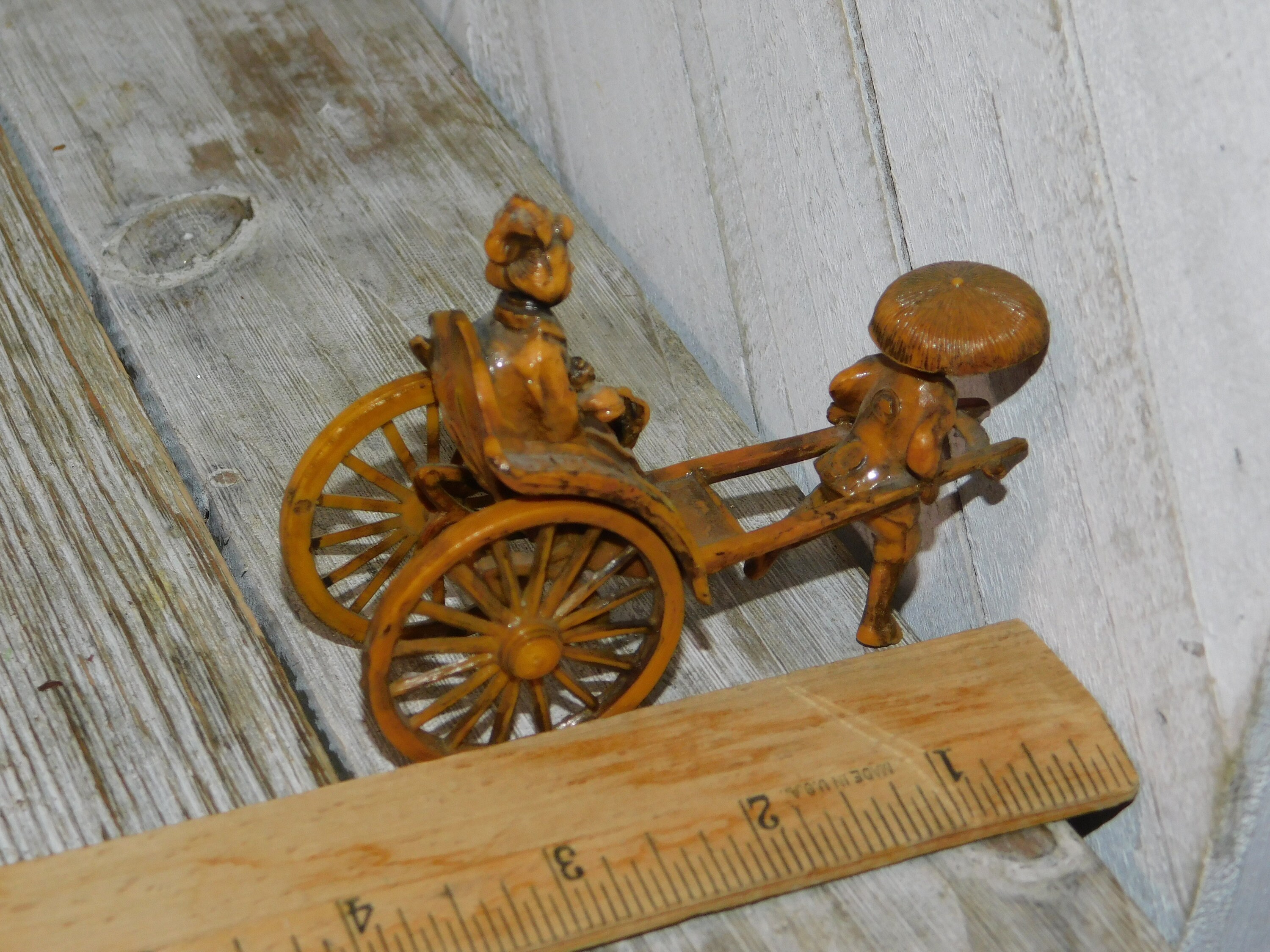 Japanese Rickshaw Celluloid Man Pulling Cart With Geisha Lady, Vintage ...