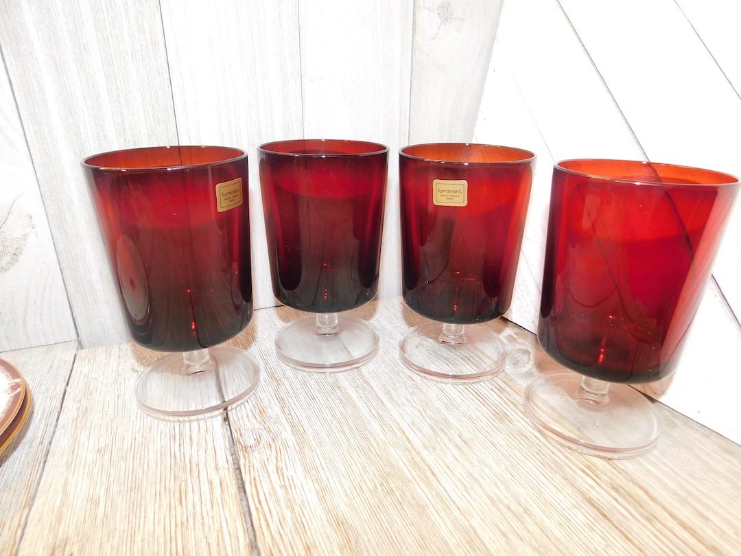 Vintage Luminarc Ruby Red Glasses Wine Glasses Cocktail - Etsy