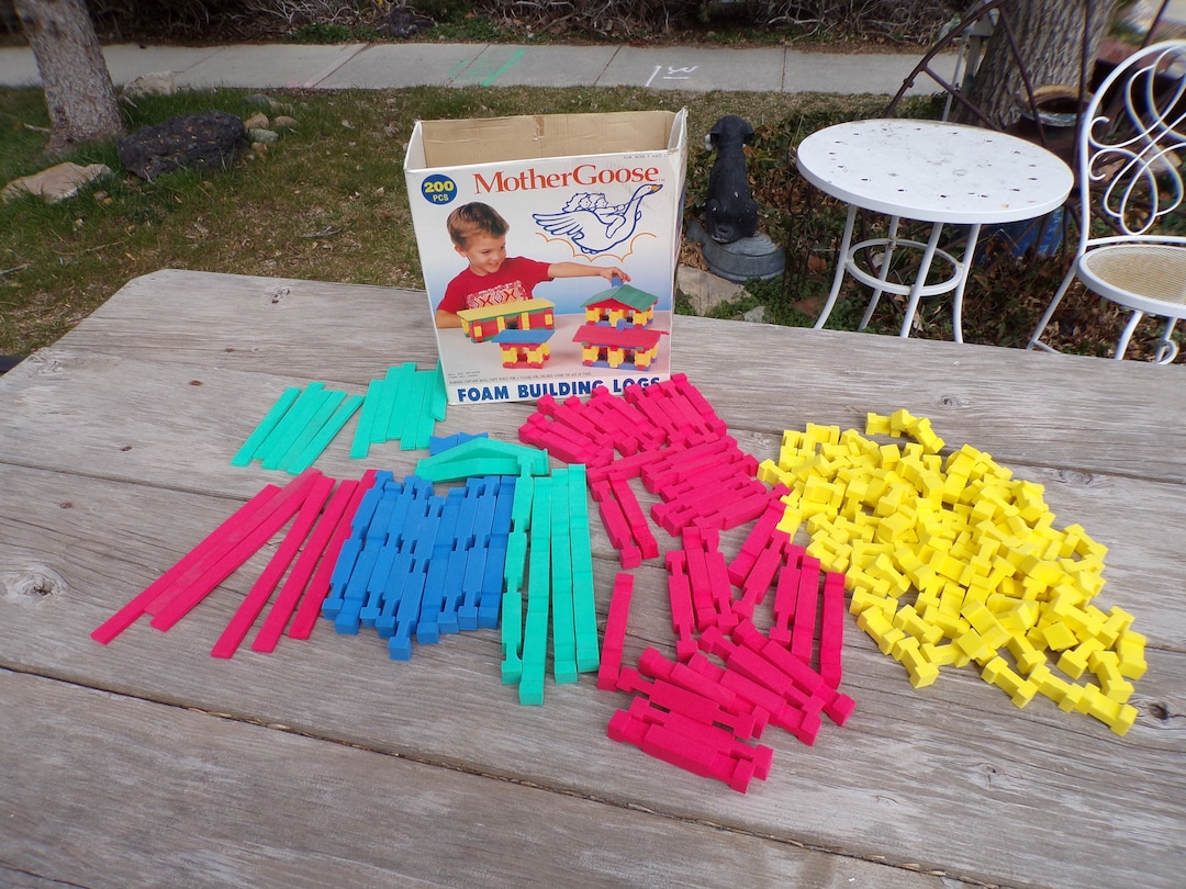 Mother Goose Foam Building Logs, Vintage Building Blocks, Vintage ...