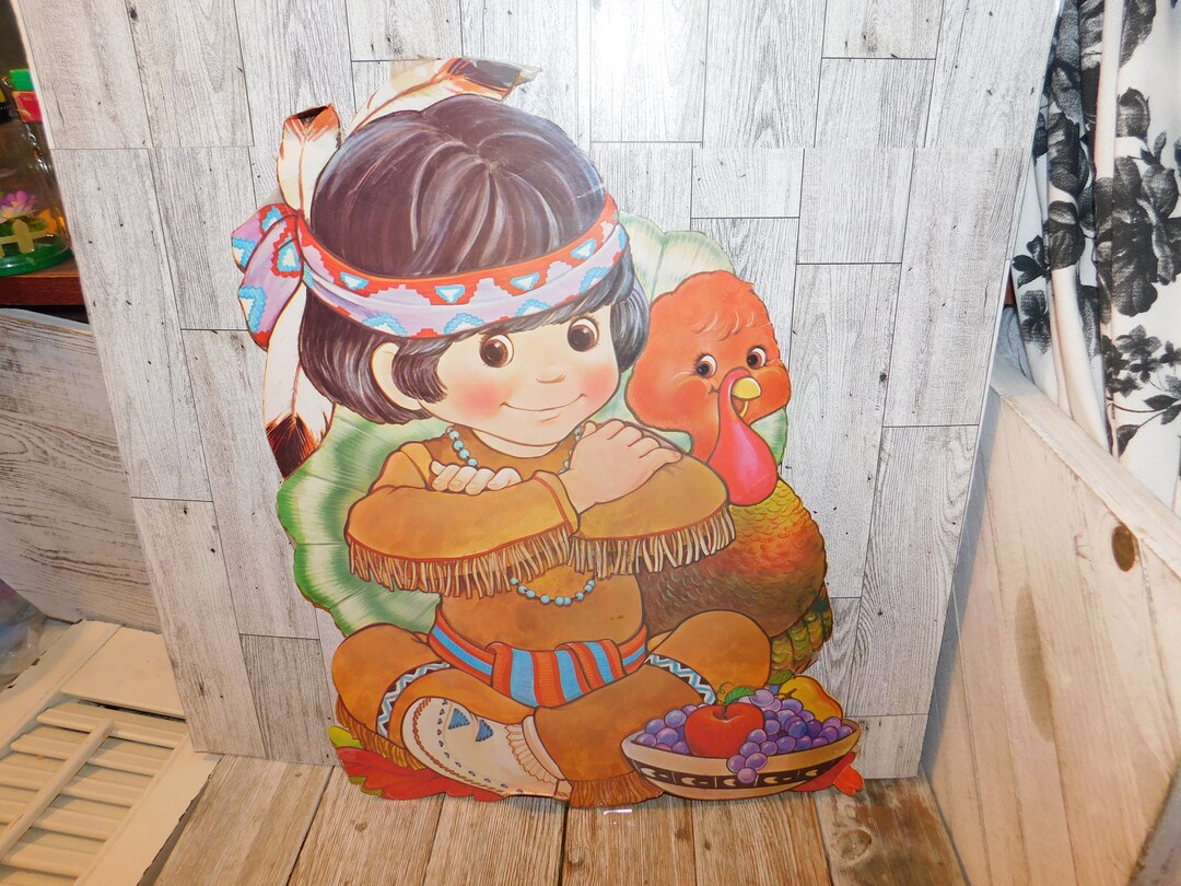 Vtg Paper Indian Turkey Die Cut Decoration, Thanksgiving, Fall Home ...