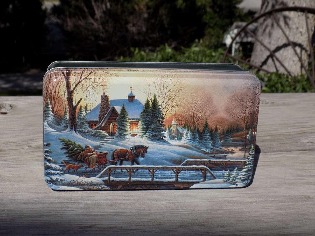 Tin Winter Box, Vintage Tin, Winter, Storage, Empty, Memories, Gift ...