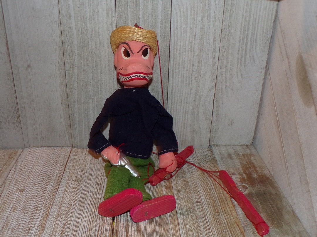 Alligator Wooden Puppet Marinette, Vintage Puppet, Wood Puppet, Gift ...