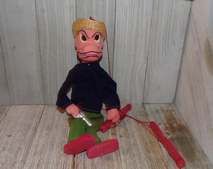 Alligator Wooden Puppet Marinette, Vintage Puppet, Wood Puppet, Gift ...