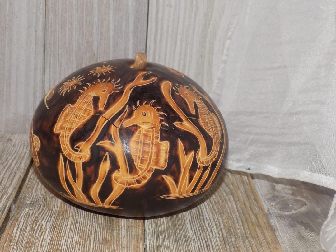 Trinket Box W Octopus, Wood Nautical Decor, Wood Trinket Box, Seahorse ...