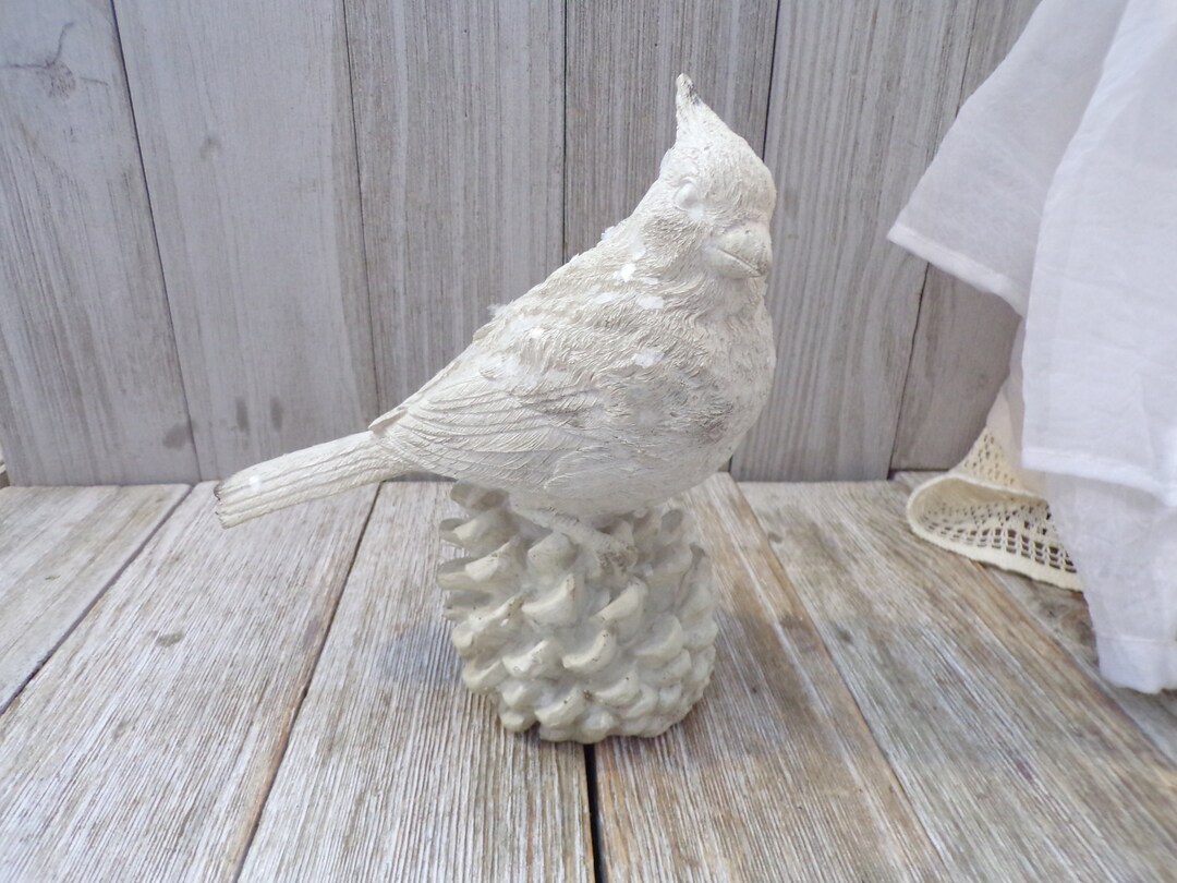 Vtg Bird Statue, White Sparkly Bird Figurine Wildlife, Vtg Home Decor ...
