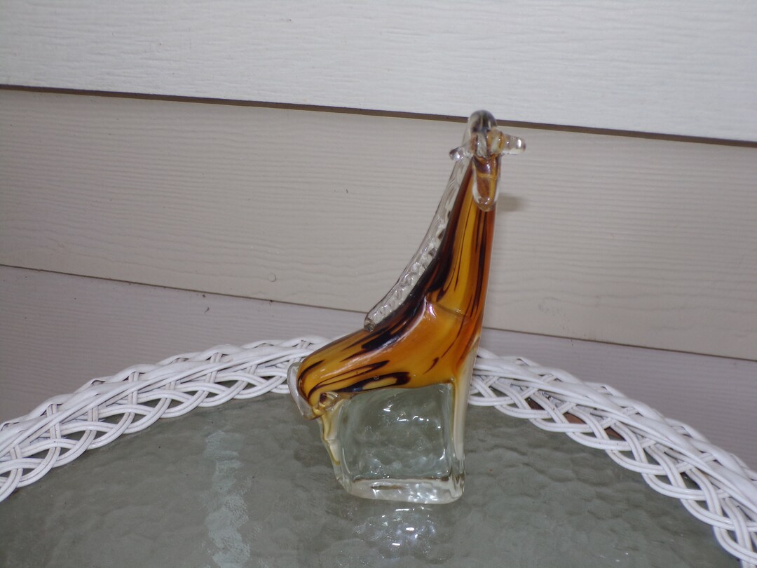Vtg Clear Giraffe Statue, Glass Giraffe, Paper Weight, Heavy Clear ...