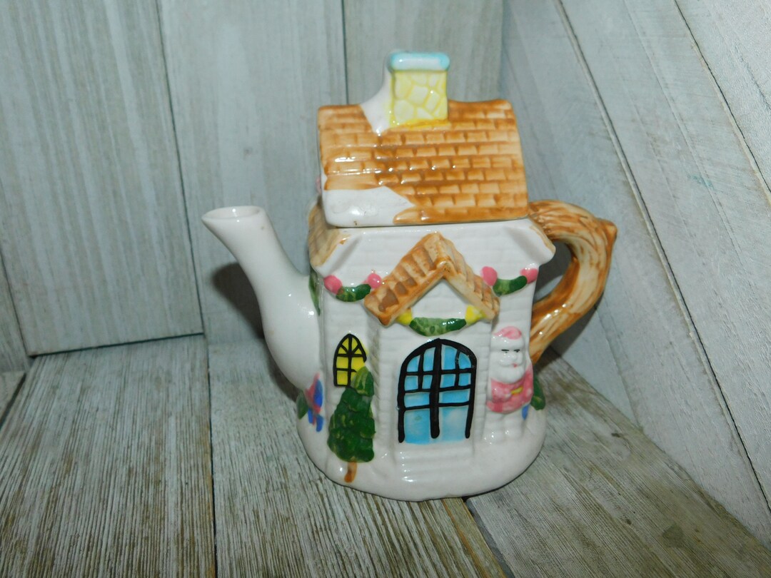 Teapot Church Pot, Tiny Church Teapot Winter Teapot House Teapot Small ...